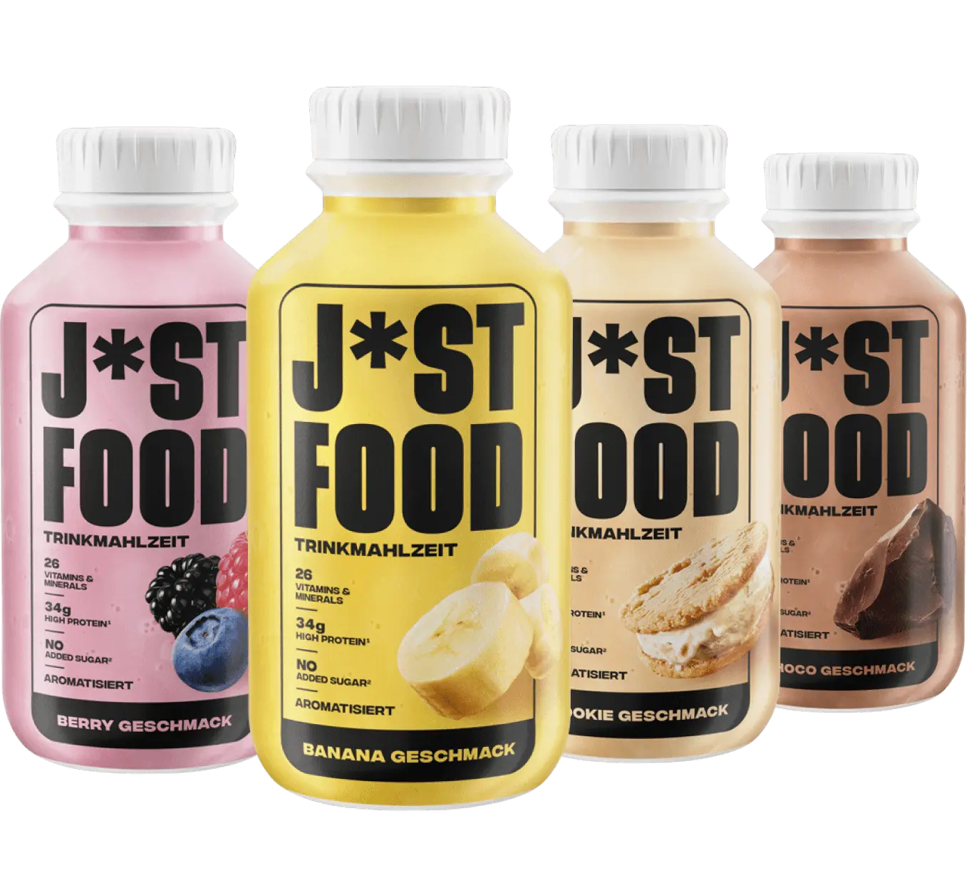 J*ST FOOD - die neue Trinkmahlzeit in vier leckeren Sorten